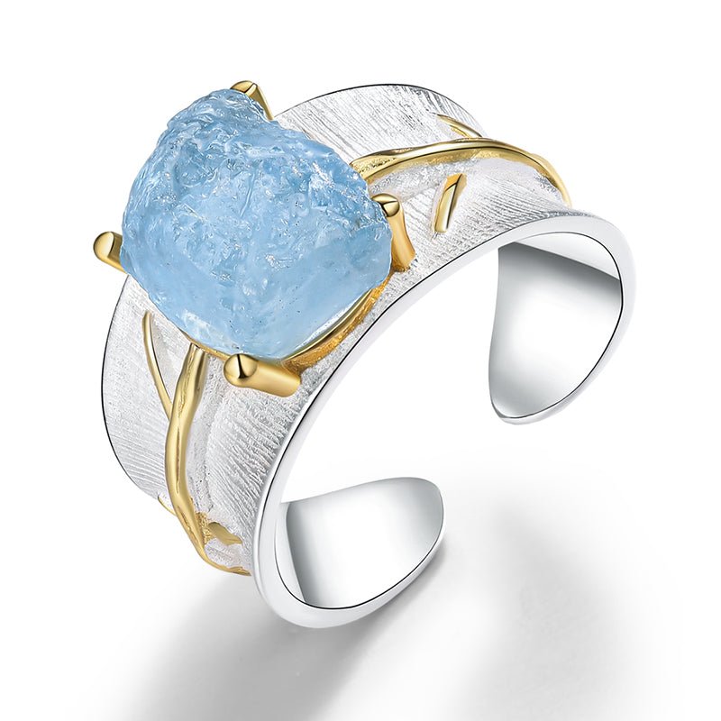 Aquamarine Flower - Adjustable Ring | NEW – MetalVoque