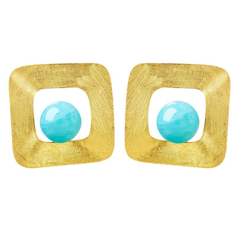 Amazonite Squares - Handmade Stud Earrings – MetalVoque